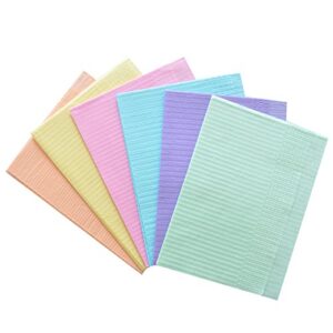 125 PC Premium Disposable 2-Ply w/Poly Patient Bibs 13"x18", Soft and Fluid Resistant, 6 Attractive Colors (Blue)