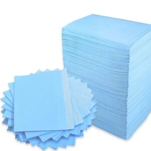 125 pc premium disposable 2-ply w/poly patient bibs 13"x18", soft and fluid resistant, 6 attractive colors (blue)