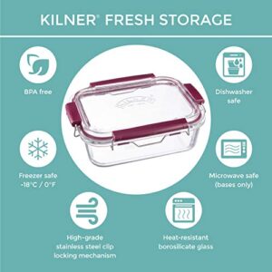 Kilner Jar 0.6 Litre Fresh Storage Stackable Glass Food Container, 17 x 12.5 x 7.5 cm, Transparent