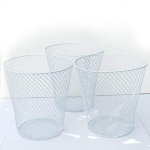 White Wire Mesh Waste Basket No Lid (3 Pack), Set of 3 Wastebasket