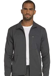 dickies dynamix men warm up scrubs jacket zip front dk310, m, pewter