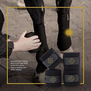 Kavallerie Classic Bandage for Horses, Distributes Pressure Evenly with Therapeutic Breathable Fleece Material, Stretchy, Provides, Leg Protection and Support - Black - (4 Units per Pack)