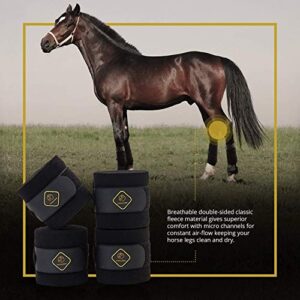 Kavallerie Classic Bandage for Horses, Distributes Pressure Evenly with Therapeutic Breathable Fleece Material, Stretchy, Provides, Leg Protection and Support - Black - (4 Units per Pack)