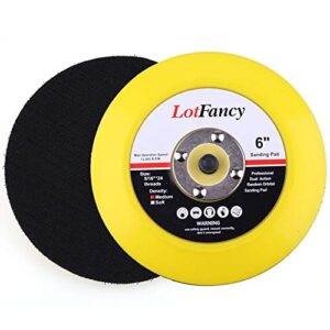 lotfancy 6 inch hook and loop backing plates, pack of 2- da air random orbital sander/polisher pu backing pad for sanding finishing polishing buffing, 5/16”-24 threads