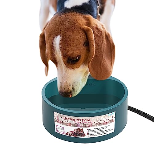 NAMSAN Heated Pet Bowl Outdoor Heated Dog Water Bowl Thermal-Bowl Livestock Heating Dish Provide Drinkable Water in Sub-Freezing Temperature for Cats, Chickens, Squirrels