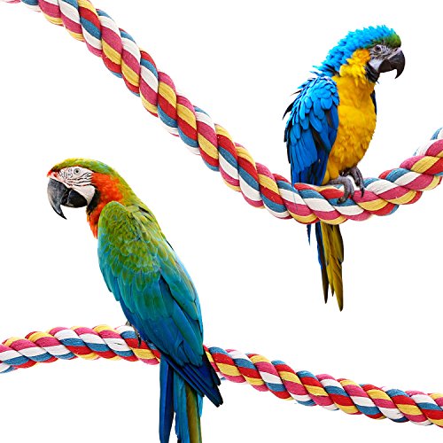 Jusney Bird Rope Perches,Parrot Toys 33 inches Rope Bungee Bird Toy (33 inches)[1 Pack]