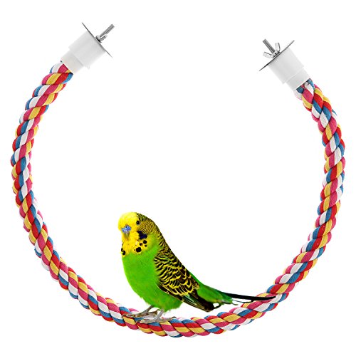 Jusney Bird Rope Perches,Parrot Toys 33 inches Rope Bungee Bird Toy (33 inches)[1 Pack]