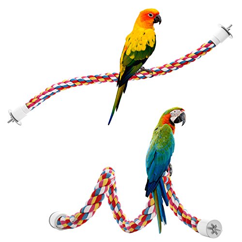 Jusney Bird Rope Perches,Parrot Toys 33 inches Rope Bungee Bird Toy (33 inches)[1 Pack]