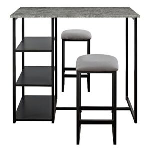 dorel living farley 3-piece pub set with faux concrete top, gray / black