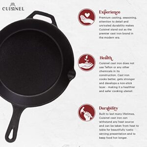 Cast Iron Skillet Set - 8" + 10"-Inch Frying Pan + 2 Heat-Resistant Handle Holder Grip Covers - Pre-Seasoned Oven Safe Cookware - Indoor/Outdoor Use - Grill, Firepit, BBQ, Stovetop, Induction Safe