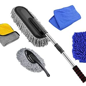 Microfiber Car Duster Extendable Handle Interior Exterior Multipurpose Cleaning Car Brush Set of 5