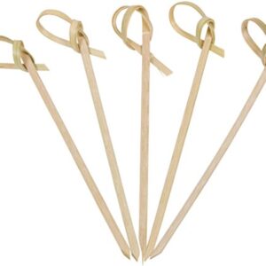 KingSeal Bamboo Wood Flower Knot Picks, Skewers, 3.5 Inches, Perfect for Cocktails and Appetizers - 2 Packs of 100 Each (200 Count)