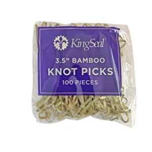 KingSeal Bamboo Wood Flower Knot Picks, Skewers, 3.5 Inches, Perfect for Cocktails and Appetizers - 2 Packs of 100 Each (200 Count)