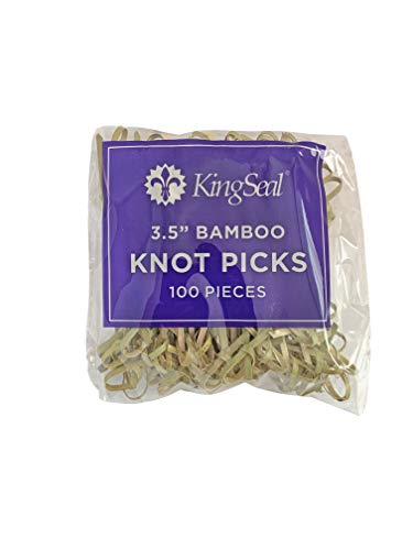 KingSeal Bamboo Wood Flower Knot Picks, Skewers, 3.5 Inches, Perfect for Cocktails and Appetizers - 2 Packs of 100 Each (200 Count)