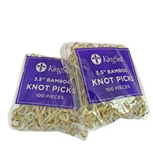 KingSeal Bamboo Wood Flower Knot Picks, Skewers, 3.5 Inches, Perfect for Cocktails and Appetizers - 2 Packs of 100 Each (200 Count)