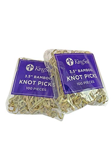 KingSeal Bamboo Wood Flower Knot Picks, Skewers, 3.5 Inches, Perfect for Cocktails and Appetizers - 2 Packs of 100 Each (200 Count)