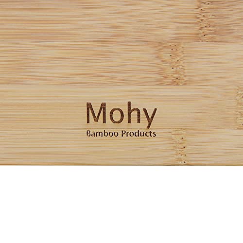 Mohy Bamboo Cutting Board Set with Juice Groove (Set of 3 with Holder) – Extra Large Thick Chopping Board Set for Meat, Cheese, Fruit and Vegetables