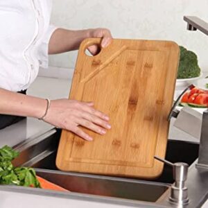 Mohy Bamboo Cutting Board Set with Juice Groove (Set of 3 with Holder) – Extra Large Thick Chopping Board Set for Meat, Cheese, Fruit and Vegetables