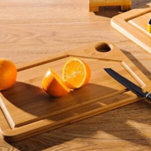 Mohy Bamboo Cutting Board Set with Juice Groove (Set of 3 with Holder) – Extra Large Thick Chopping Board Set for Meat, Cheese, Fruit and Vegetables