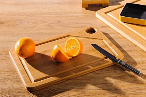 Mohy Bamboo Cutting Board Set with Juice Groove (Set of 3 with Holder) – Extra Large Thick Chopping Board Set for Meat, Cheese, Fruit and Vegetables