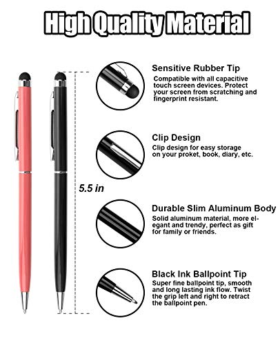 Stylus Pen anngrowy Stylus Pens for Touch Screens Universal Stylus Ballpoint Pen 2 in 1 Stylists Pens for iPad iPhone Tablet Laptops Kindle Samsung Galaxy All Capacitive Touch Screens