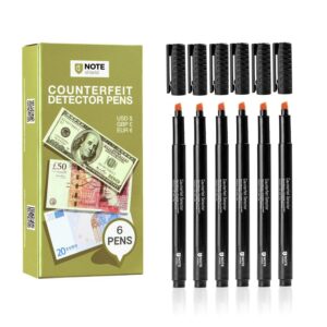 noteshield 6 pack counterfeit detector pen counterfeit pens bill pens money marker detect fake marker, check bills false currency counterfit marker pen