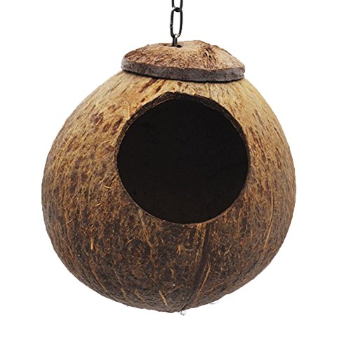 Natural Coconut Hideaway Parrot Birds Toys Decorative Bird Nest Cage House for Pet Parrot Budgies Parakeet Cockatiels Conure Canary Finch Pigeon Cage Hamster Rat (Nest Cage Only)