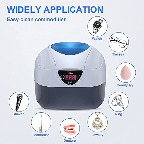 Ultrasonic Cleaner Low Noise Wash Machine for Cleaning Eyeglasses Jewelrys Watches Razors Dentures Combs Tools Instruments - 750 ml