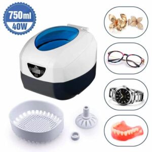 Ultrasonic Cleaner Low Noise Wash Machine for Cleaning Eyeglasses Jewelrys Watches Razors Dentures Combs Tools Instruments - 750 ml