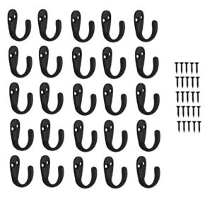 25 pcs black wall mounted single hook robe hooks hat hook coat hooks cloth hanger with 50 pcs screws by erlvery damain