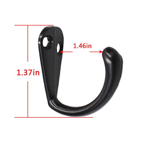 25 Pcs Black Wall Mounted Single Hook Robe Hooks Hat Hook Coat Hooks Cloth Hanger with 50 Pcs Screws by Erlvery DaMain