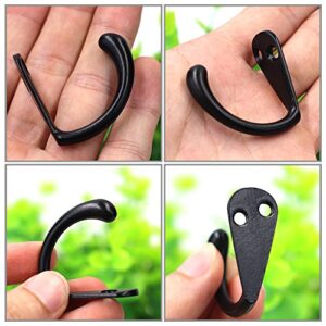 25 Pcs Black Wall Mounted Single Hook Robe Hooks Hat Hook Coat Hooks Cloth Hanger with 50 Pcs Screws by Erlvery DaMain