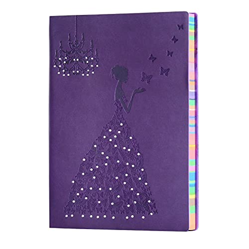 SEEHAN A5 Lined Notebook Planner Travel Journal Leather Notebook for Girls Women Princess Butterfly Journal Notebook Diary, A5 Ruled Writing Notebook Lined Note Pads Purple Journal 240 Pages