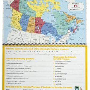 Painless Learning Educational Workbook Eight Geography Full Color Detailed Laminated Maps USA,World,Canada,Mexico,South America,Europe,Africa and Asia