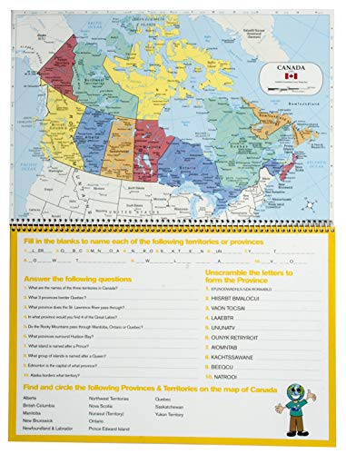 Painless Learning Educational Workbook Eight Geography Full Color Detailed Laminated Maps USA,World,Canada,Mexico,South America,Europe,Africa and Asia