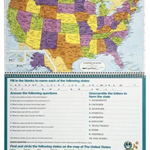 Painless Learning Educational Workbook Eight Geography Full Color Detailed Laminated Maps USA,World,Canada,Mexico,South America,Europe,Africa and Asia