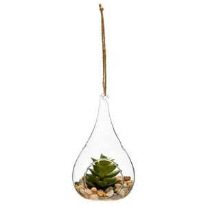 5-Pack Hanging Glass Terrarium Containers for Air Plants, Succulent Planter Vase Hangers for Home Decoration, Teardrop Tealight Ornaments, Candle Holder, Unique Decor, Centerpiece (3x5.5 in)