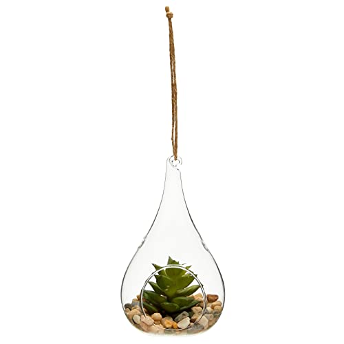 5-Pack Hanging Glass Terrarium Containers for Air Plants, Succulent Planter Vase Hangers for Home Decoration, Teardrop Tealight Ornaments, Candle Holder, Unique Decor, Centerpiece (3x5.5 in)