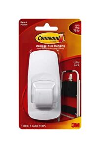 command 17004-6_value jumbo plastic hook with adhesive strips, 6 hooks, white