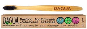 dagua eco-friendly bamboo toothbrush with charcoal bristles bpa-free in ecofriendly packing (soft bristles - 1 count)