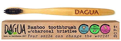 DAGUA Eco-friendly Bamboo Toothbrush with Charcoal Bristles BPA-free in ecofriendly packing (soft bristles - 1 count)