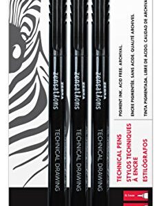 Zebra Pen Zensations Technical Pen, Assorted Point Sizes, Black Ink, 3-Count