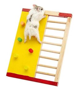 hypeety pet hamster colorful wooden climbing wall and ladder molar gerbil rat chinchillas guinea pig small animal toy