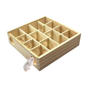 hypeety wooden maze tunnel toy with glass cover, small pet animals activity sport gerbil labyrinth dwarf hamster play toys maze tunnel mice wooden funny toy