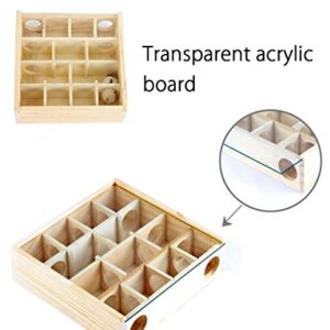 Hypeety Wooden Maze Tunnel Toy with Glass Cover, Small Pet Animals Activity Sport Gerbil Labyrinth Dwarf Hamster Play Toys Maze Tunnel Mice Wooden Funny Toy