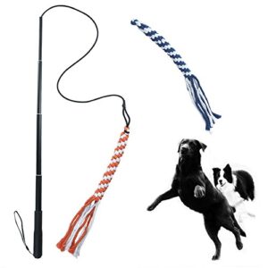 asocea dog extendable teaser wand pet flirt stick pole puppy chasing tail interactive toy for small medium large dogs training playing exercise