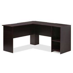 furinno indo l-shaped computer desk with bookshelf, espresso