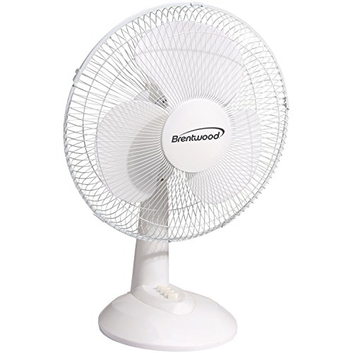 Brentwood Kool Zone F-12DW 3-Speed 12-Inch 32-Watt Oscillating Desk Fan