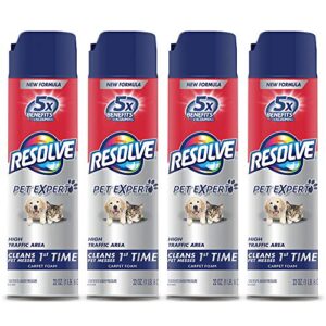 resolve pet high traffic carpet foam, cleans freshens softens & removes stains, 22 fl oz (pack of 4)