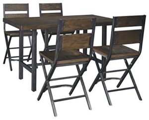 ashley furniture signature design - kavari 5-piece dining room set - includes counter height table & 4 barstools - brown